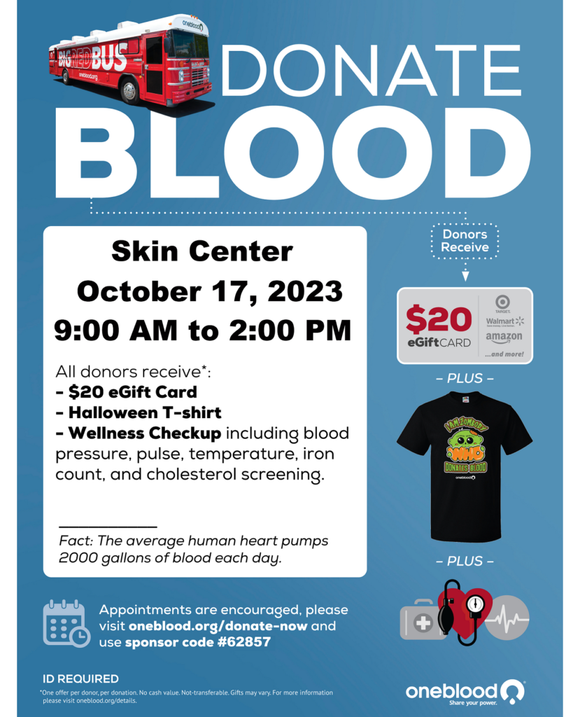 Blood Drive - October 17th - Skin Center